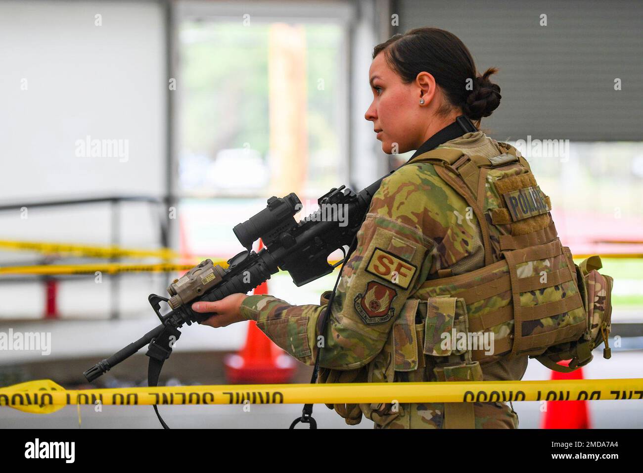 Senior Airman Maria Fox, 66th Security Forces Squadron entry controller ...