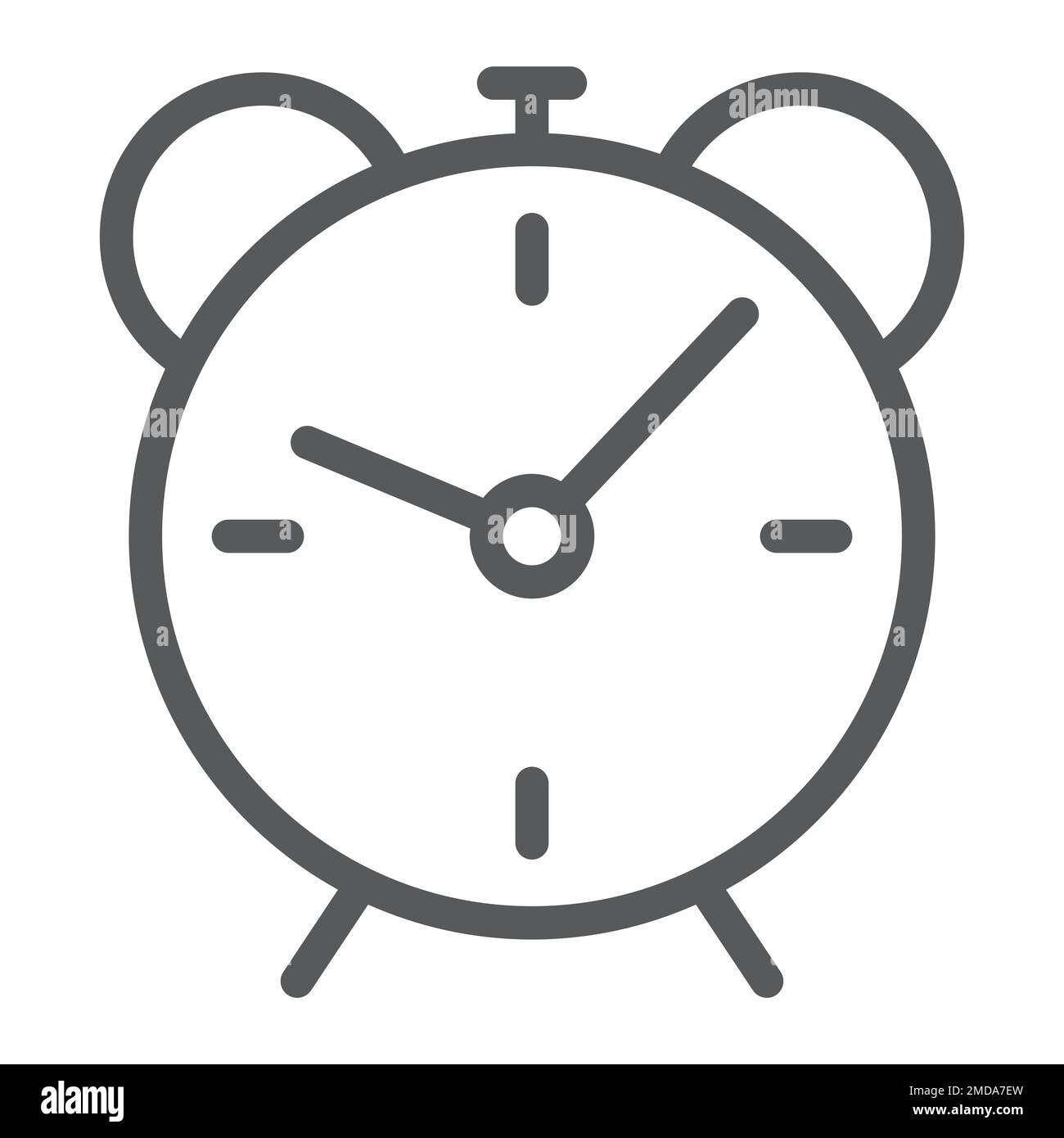 Alarm clock line icon, time and hour, deadline sign vector graphics, a ...