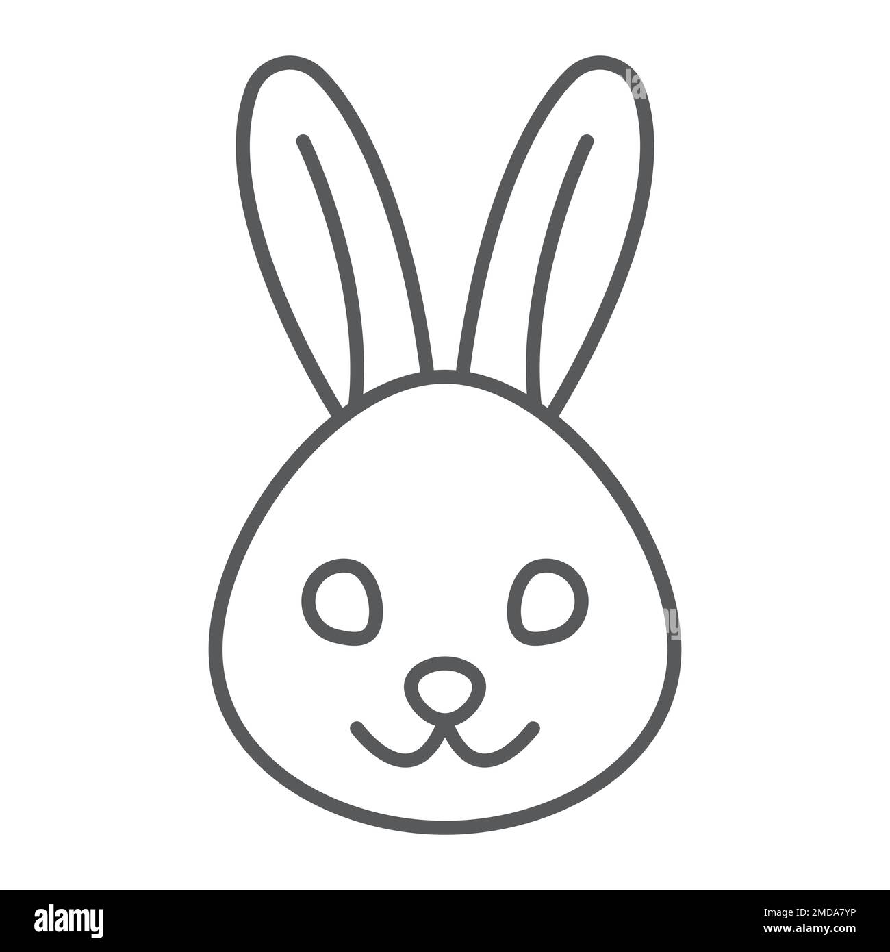 Rabbit thin line icon, animal and zoo, bunny sign vector graphics, a ...