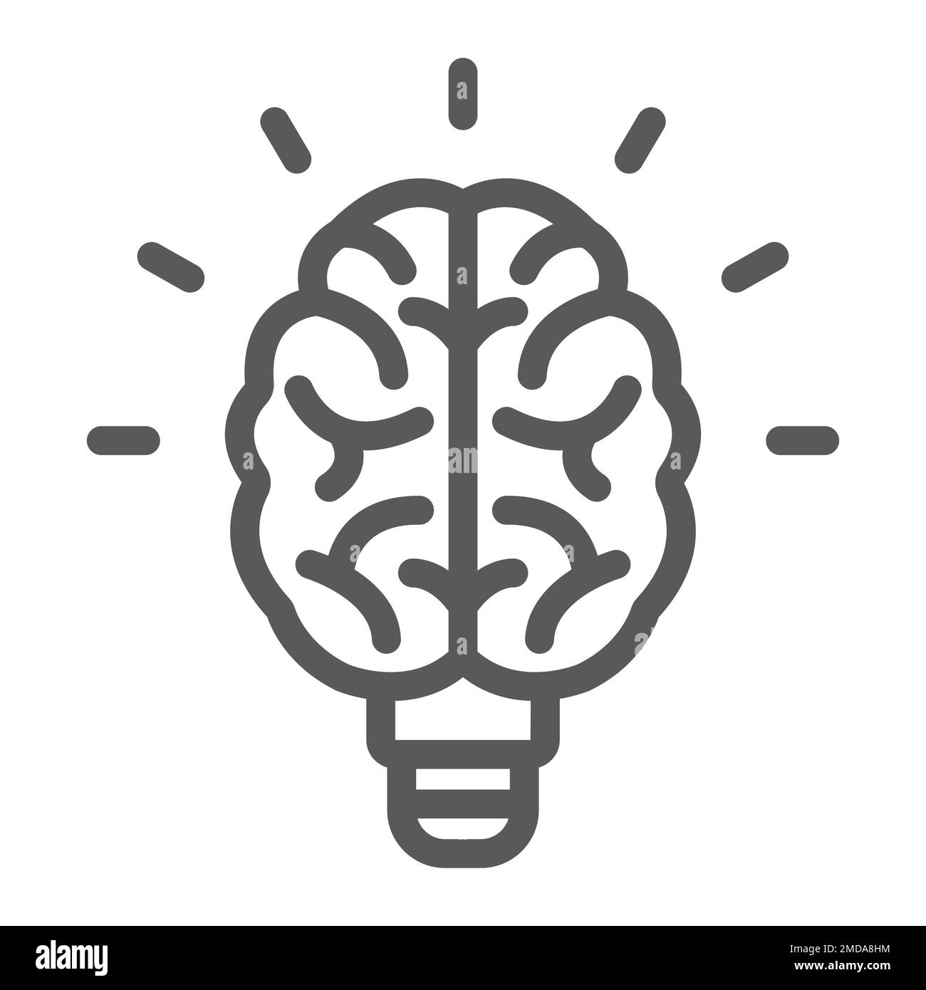 Light bulb brain line icon, school and education, knowledge sign vector ...
