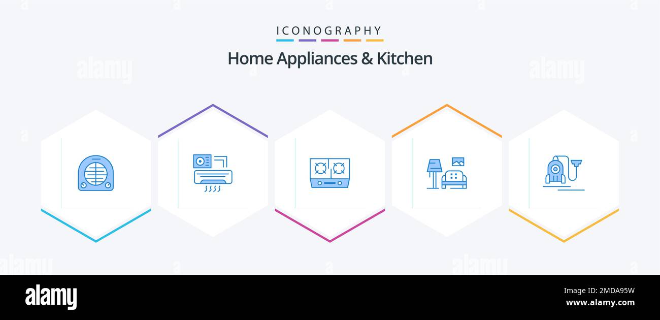 Home Appliances And Kitchen 25 Blue icon pack including machine ...