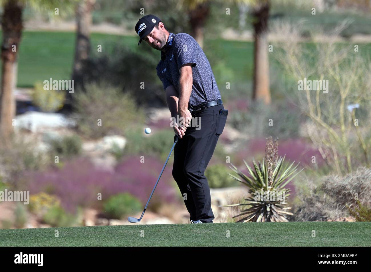 Robert Streb hits to the eighth green during first round of the CJ Cup ...