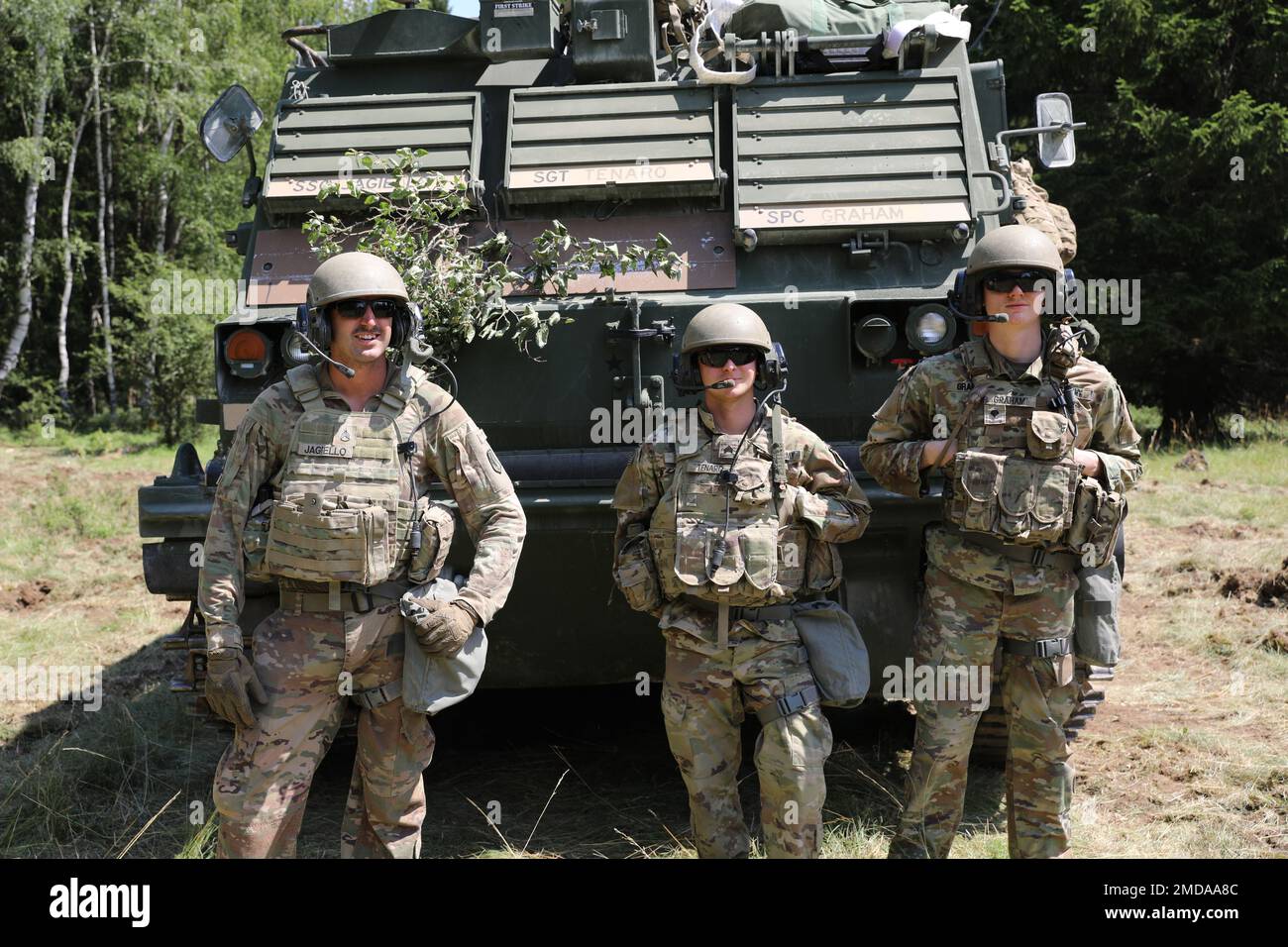 Staff Sgt. Joseph Jagiello (left) and his crew Sgt. Zachary Tenaro ...