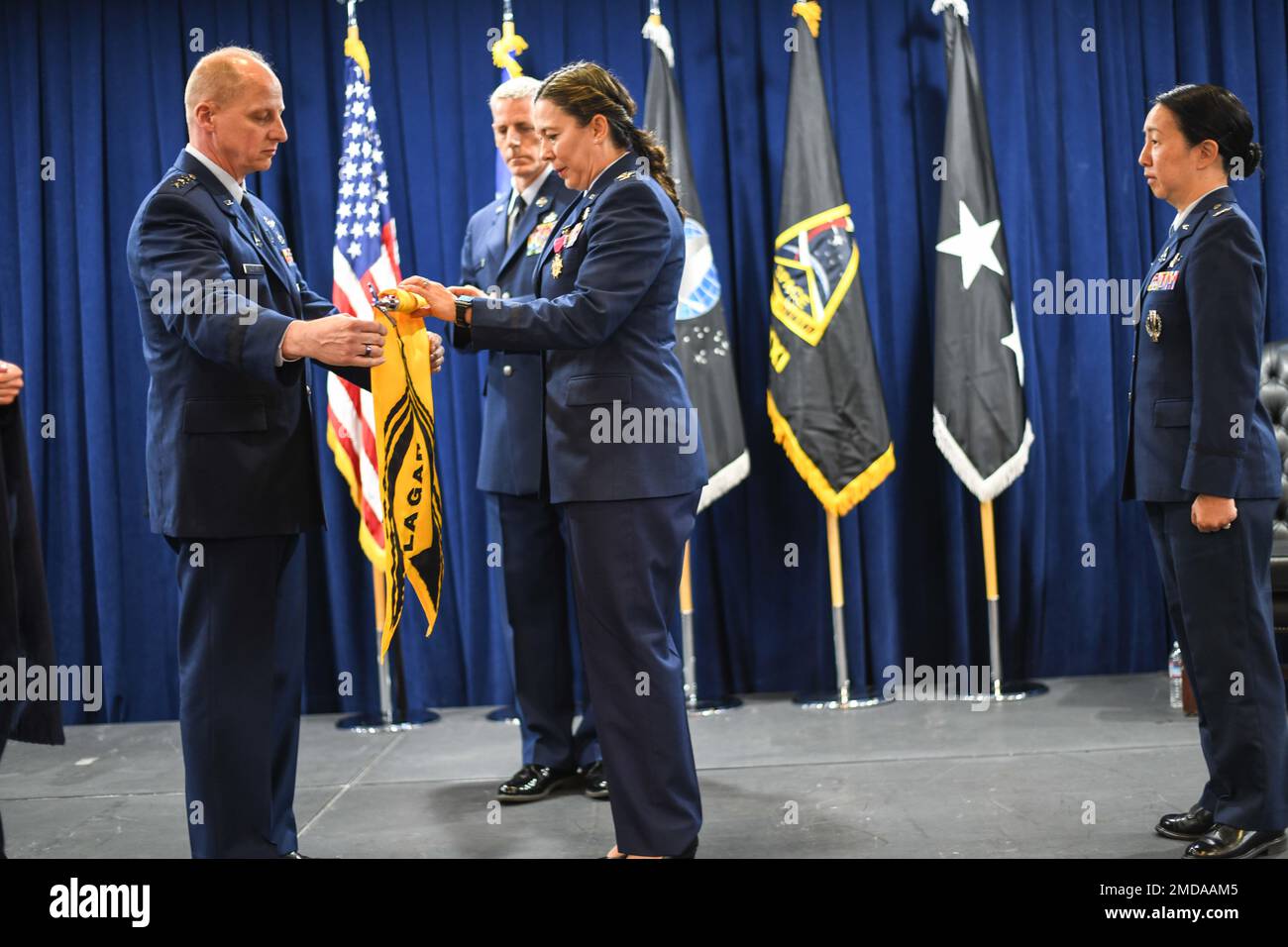 Col Becky Beers, previous commander, Los Angeles Garrison, right ...