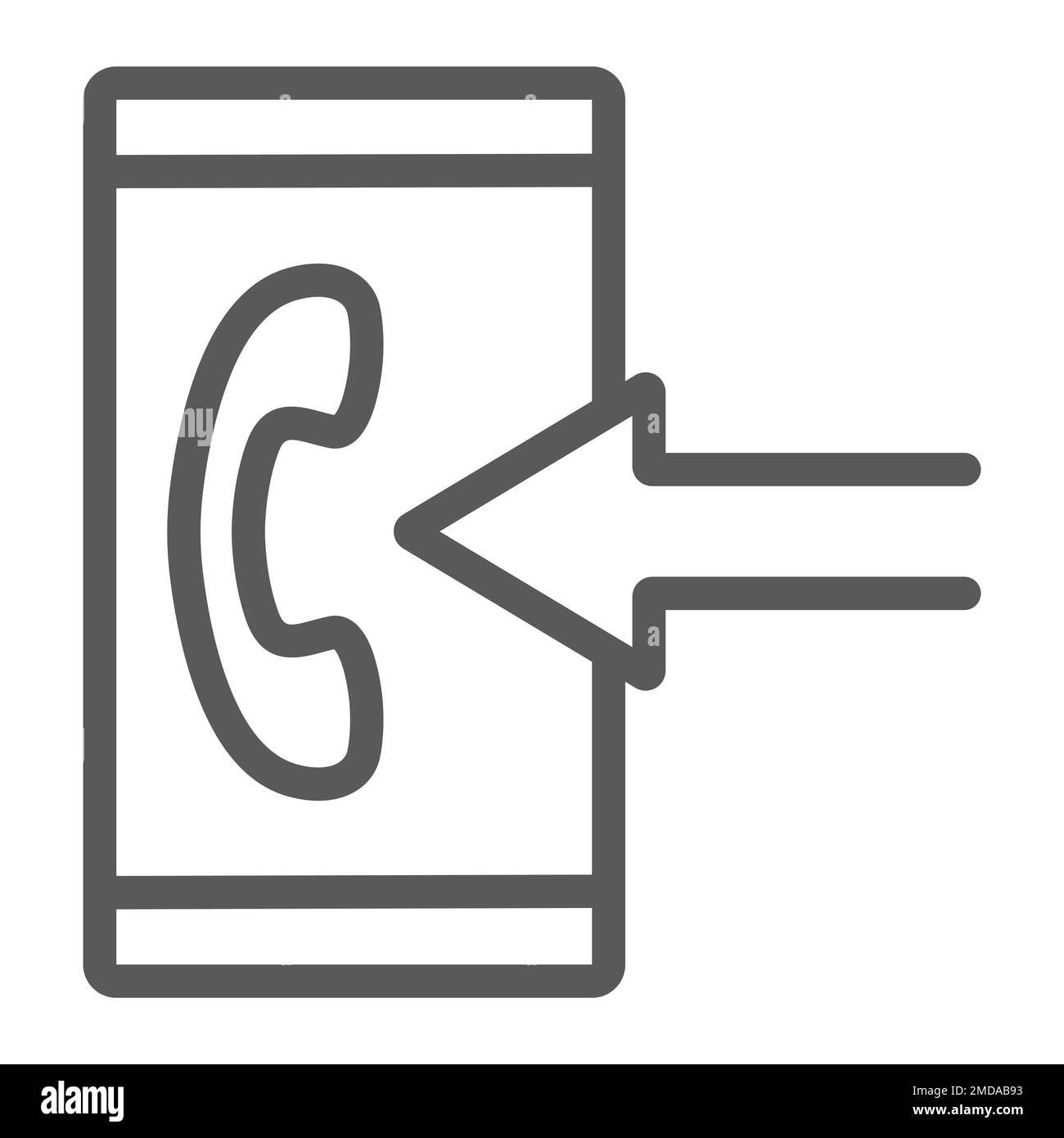 Incoming call line icon, smartphone and ring, button sign, vector ...