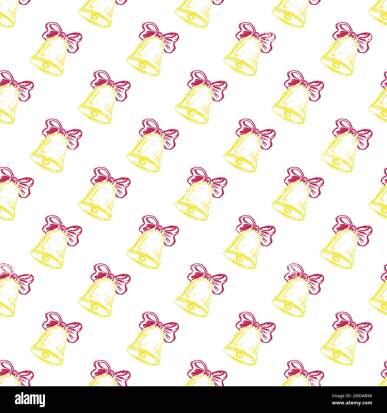 Christmas seamless pattern. Children's drawings with wax crayons. Bells ...