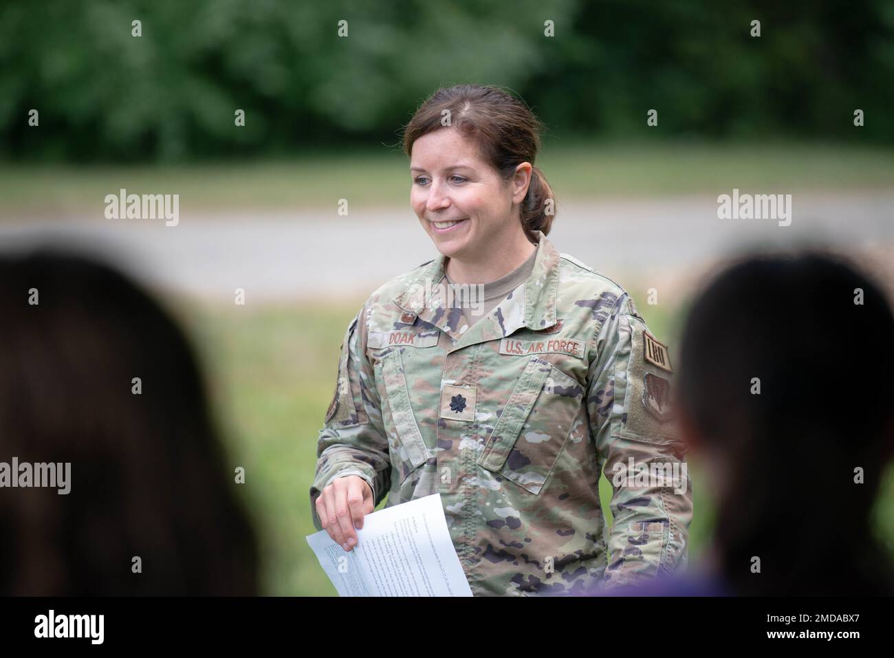 Lt. Col. Lindsay Doak, 107th Attack Wing, leads a group of Girl Scouts ...