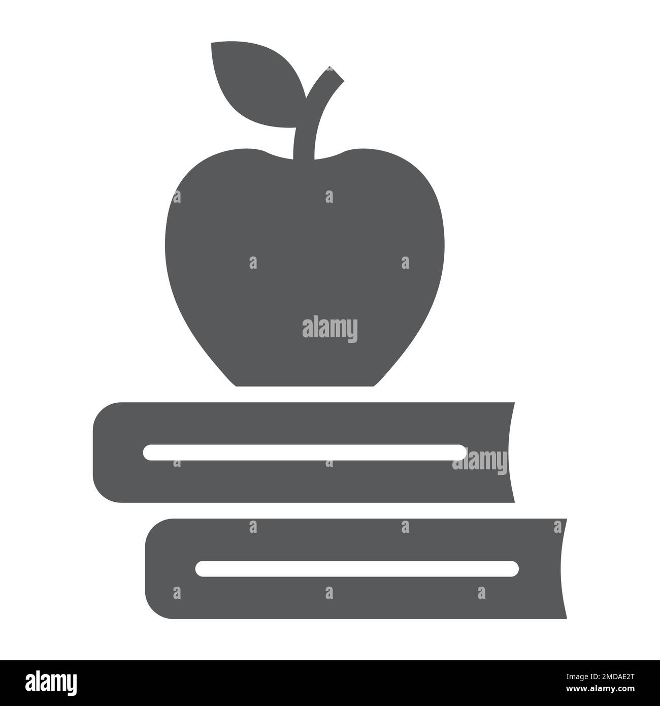 Apple on the books glyph icon, school and education, library sign ...