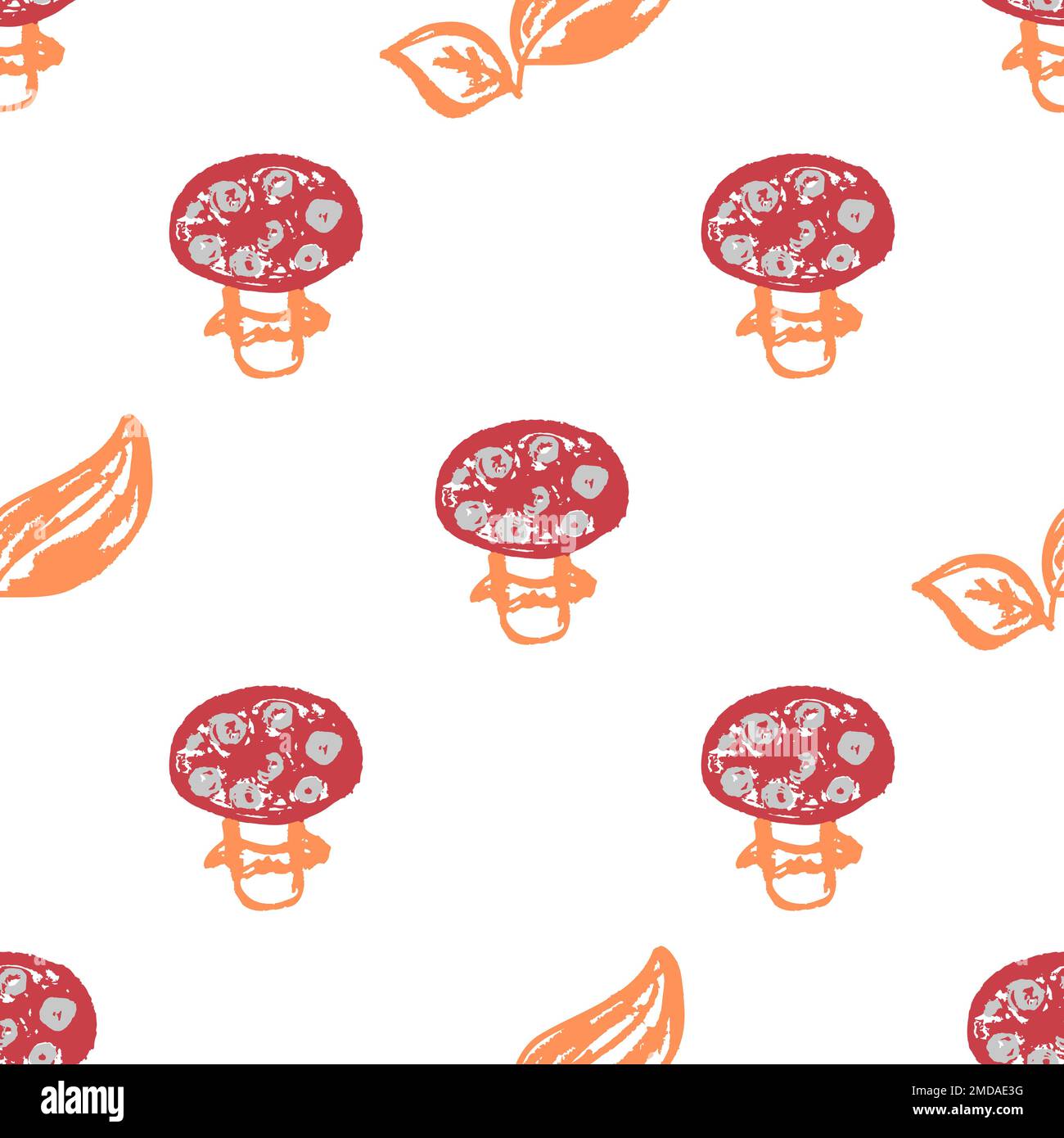 Autumn seamless pattern. Children's drawings with wax crayons ...