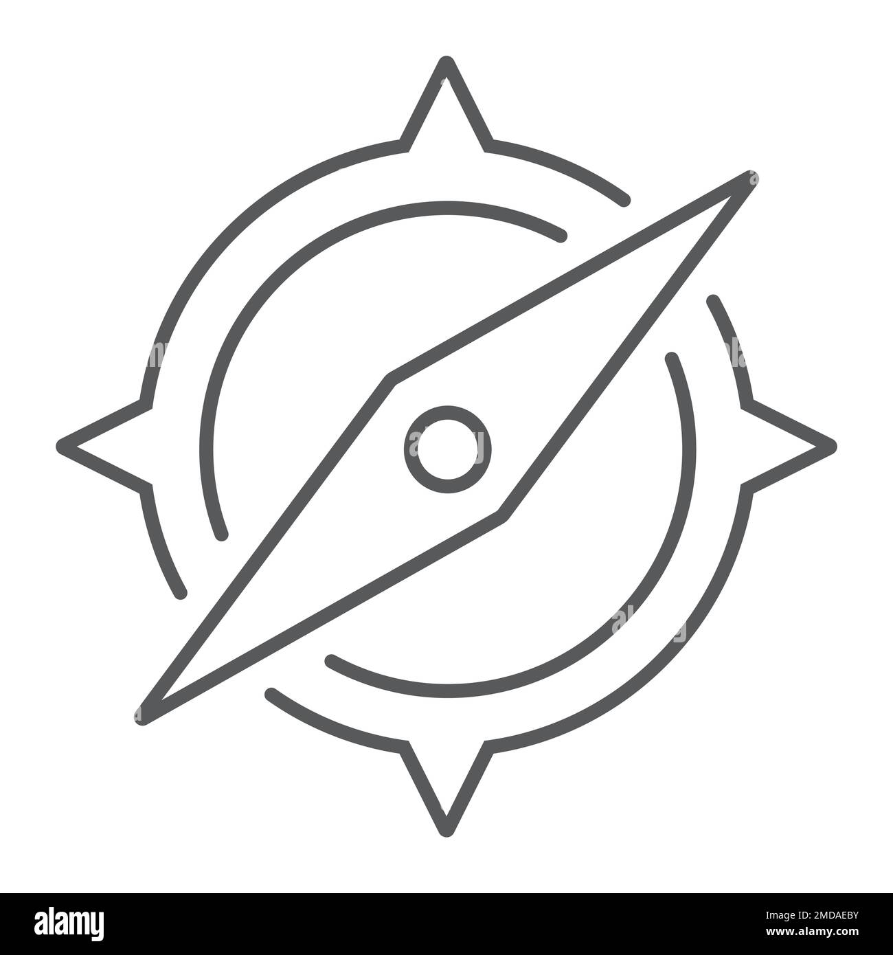 Compass thin line icon, travel and tourism, map sign vector graphics, a ...