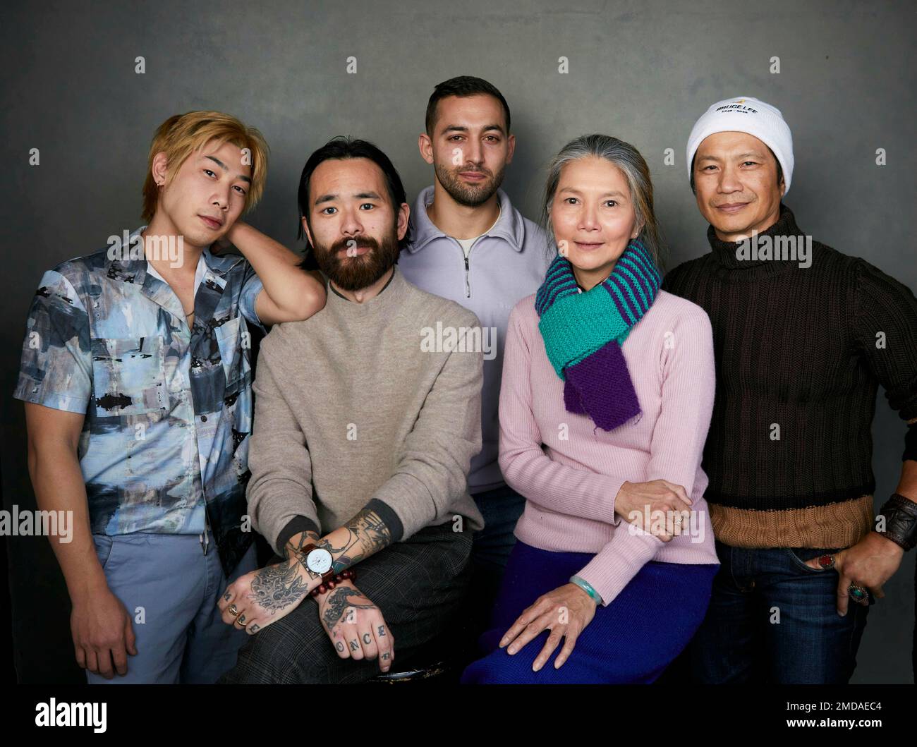 Phi Vu, from left, director Sing J. Lee, Dali Benssalah, Gabrielle Chan ...