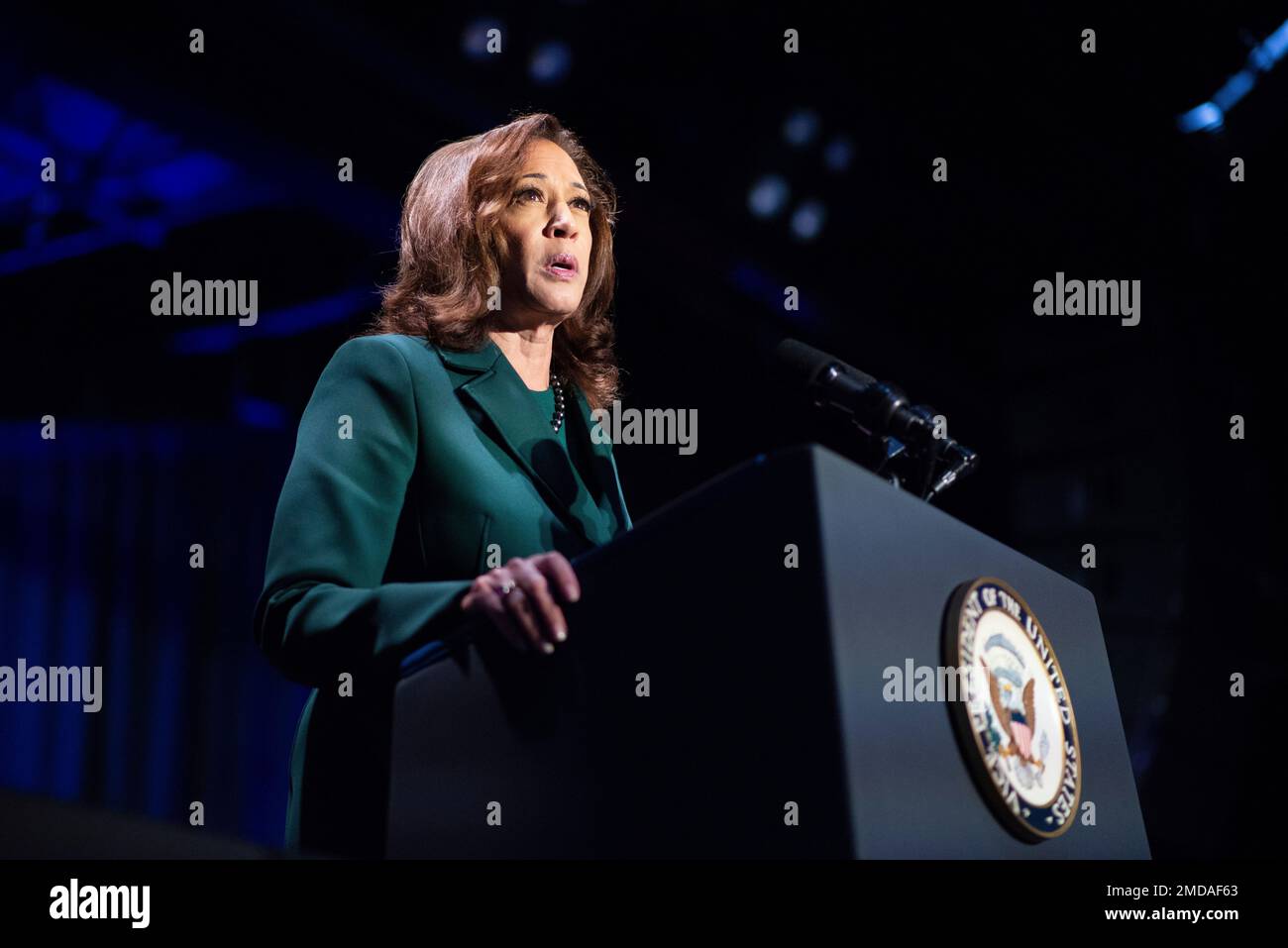 United States Vice President Kamala Harris delivers remarks to ...