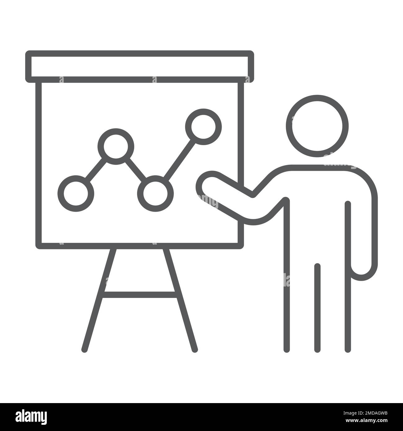Presentation thin line icon, education and seminar, teacher sign ...