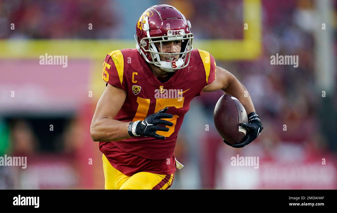 Southern California wide receiver Drake London runs during an NCAA ...