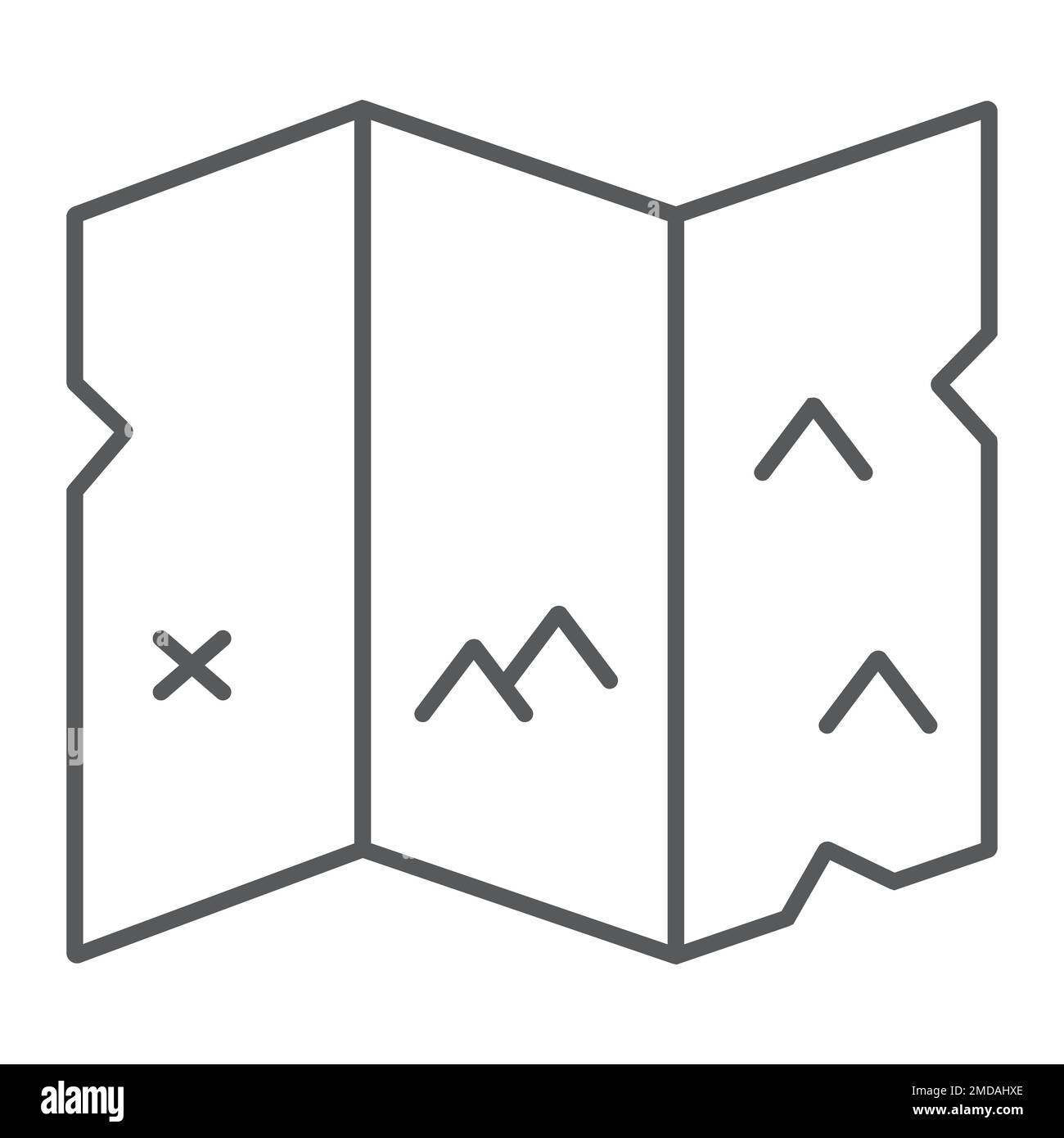 Map thin line icon, travel and tourism, direction sign vector graphics ...