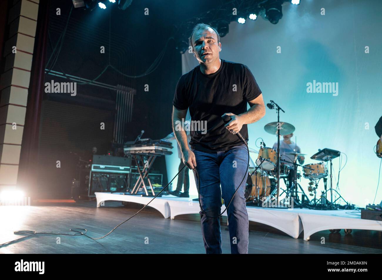 Samuel Herring, of Future Islands, performs on Tuesday, Oct. 12, 2021 ...