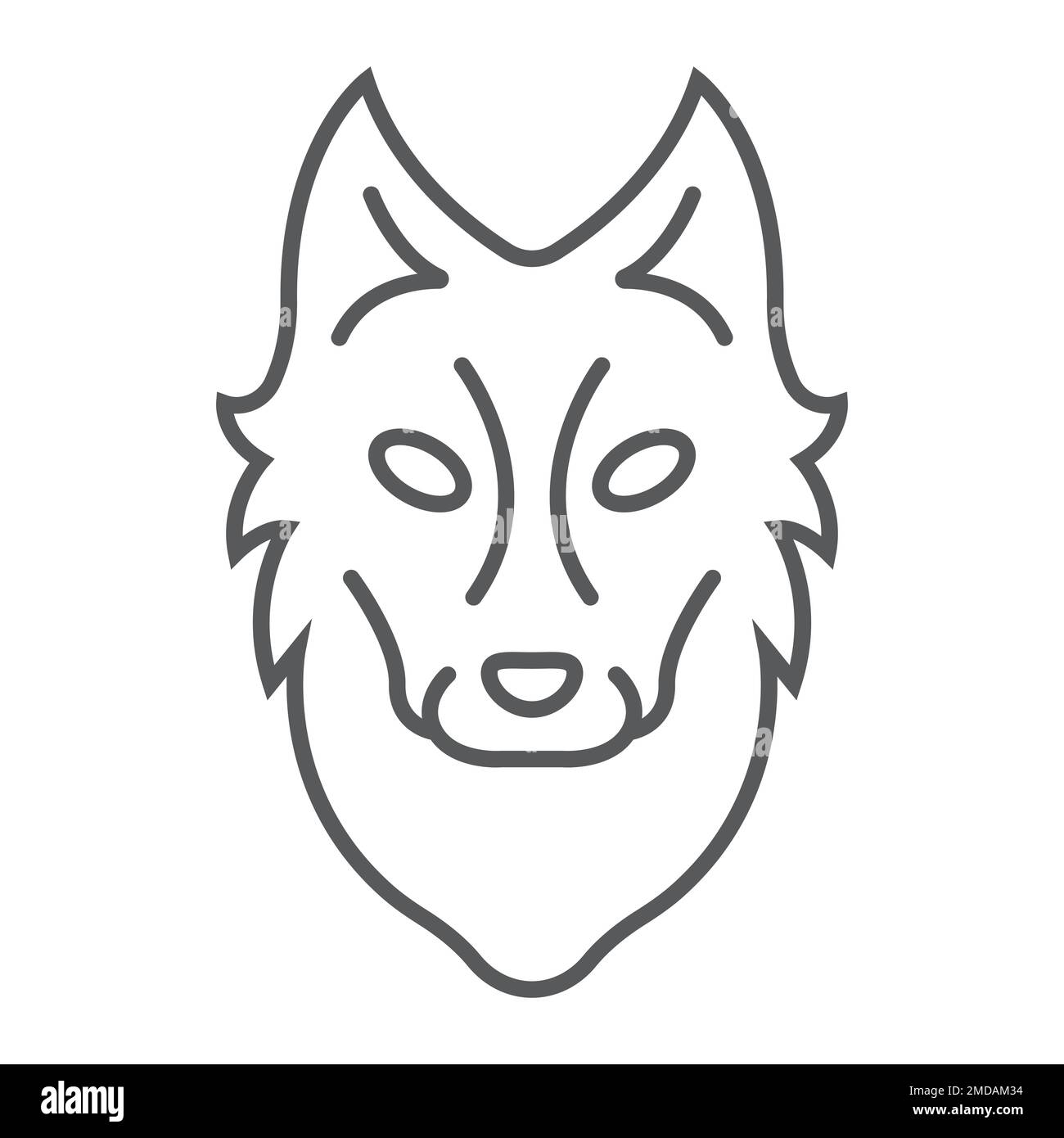 Wolf thin line icon, animal and zoo, dog sign vector graphics, a linear ...