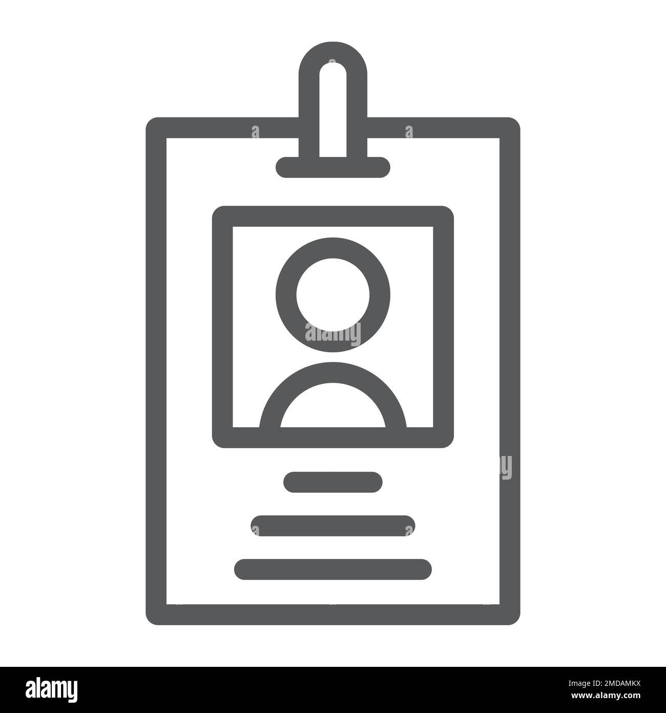 Office badge line icon, office and work, card sign, vector graphics, a ...