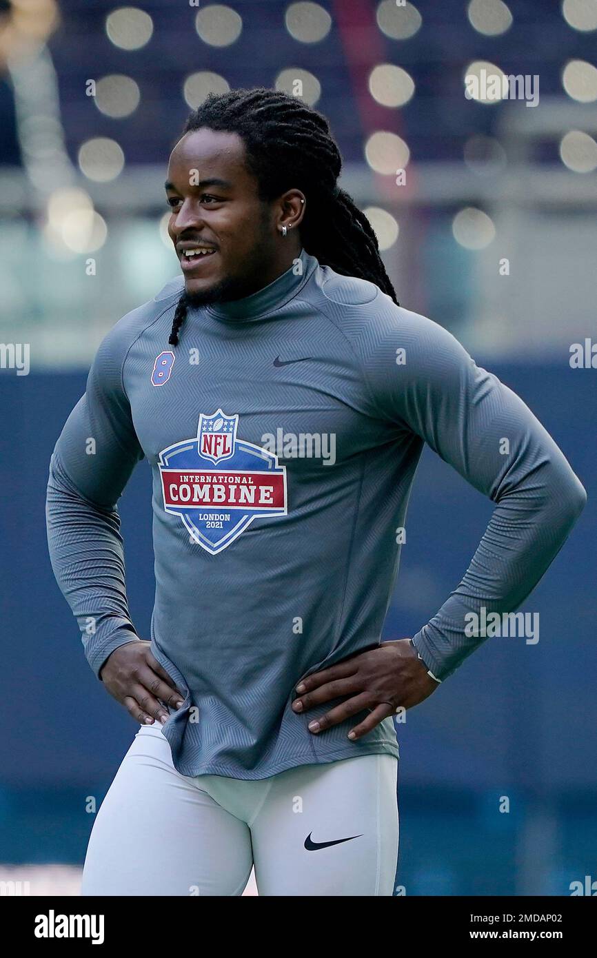 Allgau Comets defensive back Chad Walrond, of Britain, smiles after ...