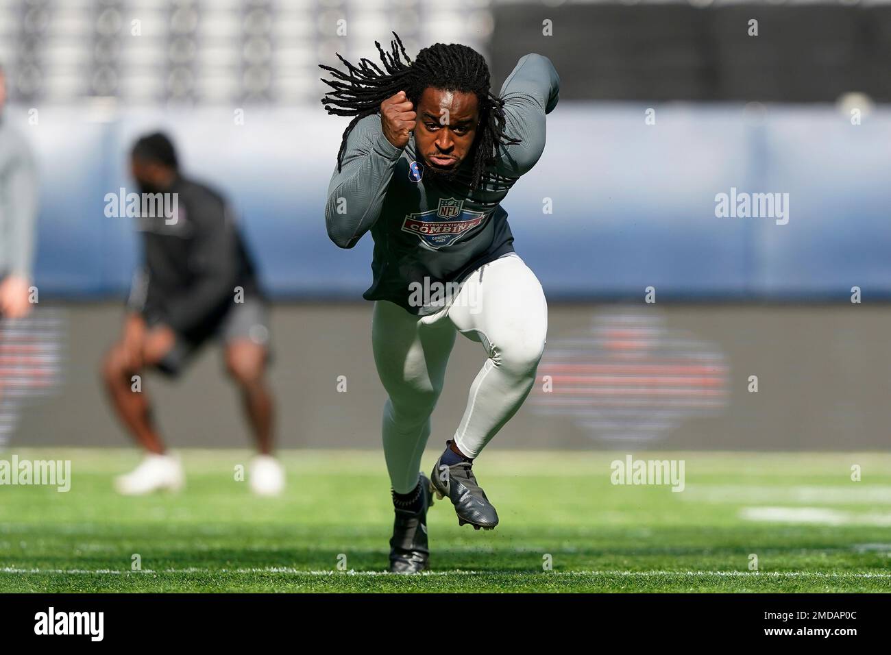 Allgau Comets defensive back Chad Walrond, of Britain, participates in ...