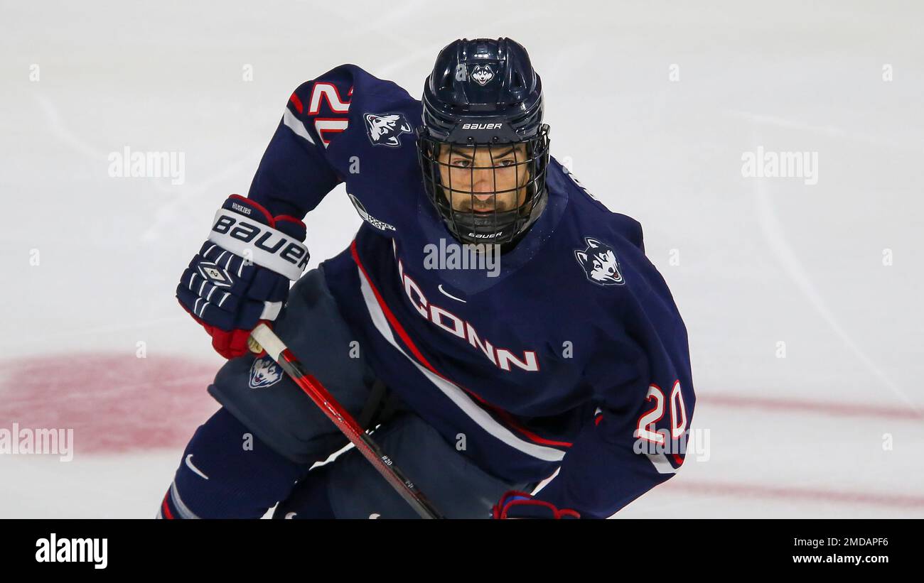 Connecticut's Chase Bradley (20) skates during the first period of an ...