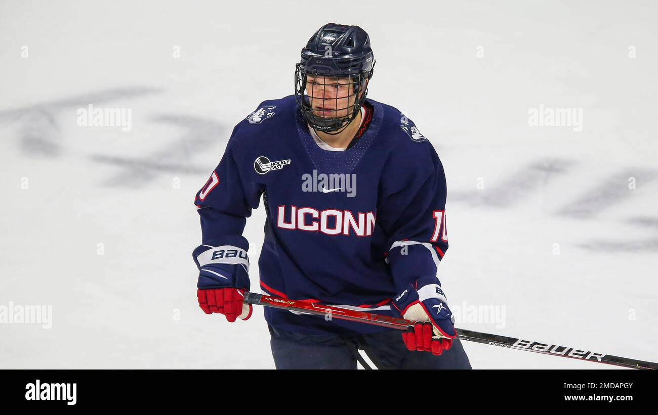 Connecticut's Vladislav Firstov (10) skates during the first period of ...