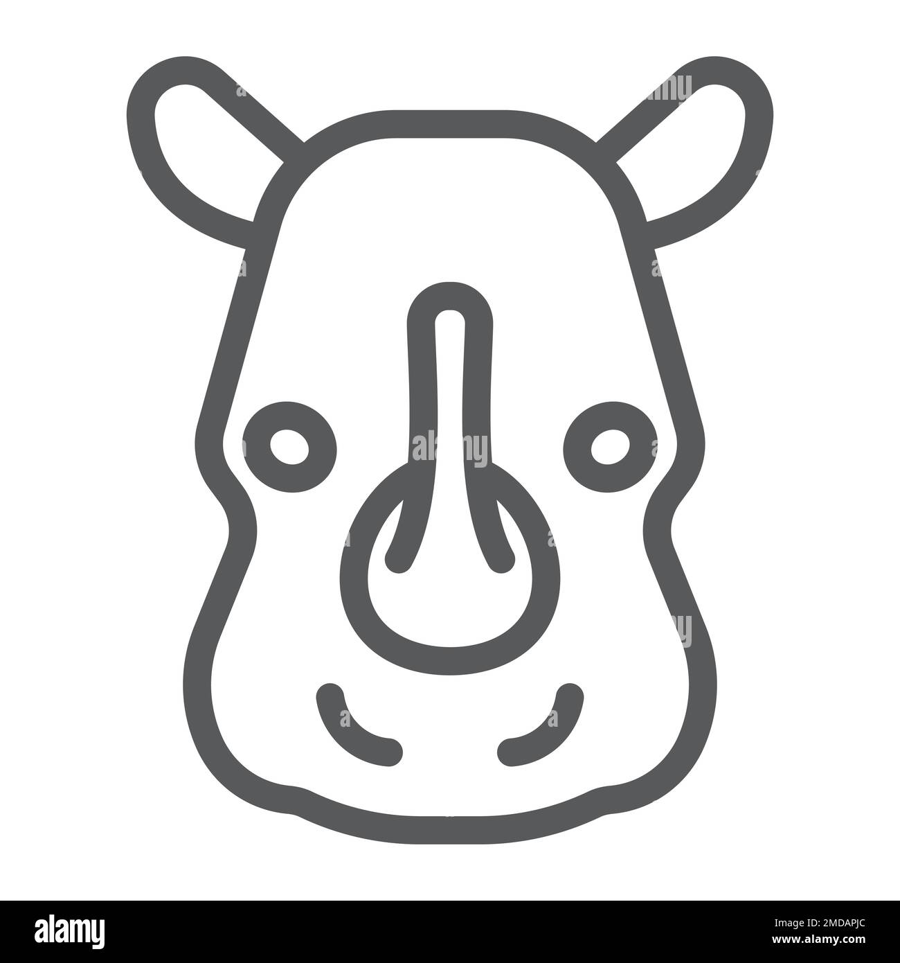 Rhinoceros line icon, animal and zoo, mammal sign vector graphics, a ...