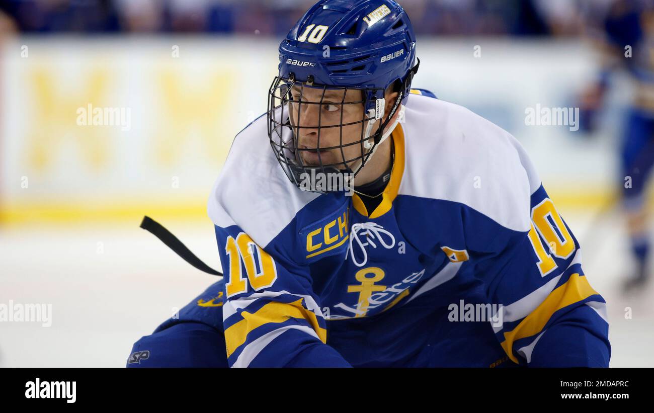 Lake Superior State's Miroslav Mucha plays during an NCAA hockey game ...