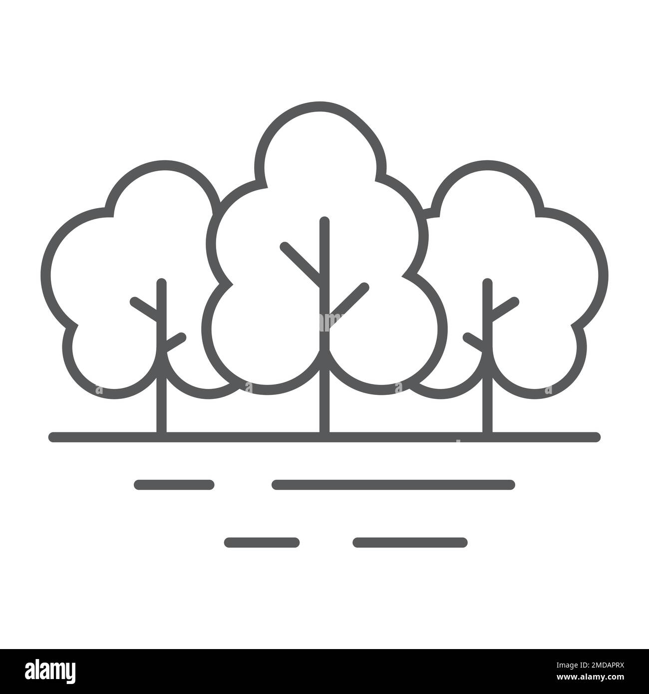 Forest thin line icon, travel and tourism, tree sign vector graphics, a ...