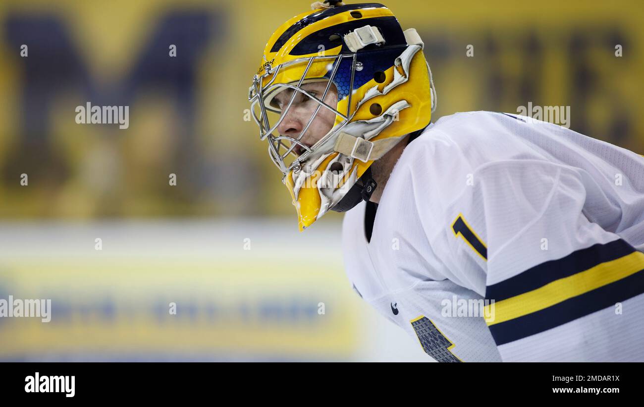 Michigan's Erik Portillo plays during an NCAA hockey game on Friday ...
