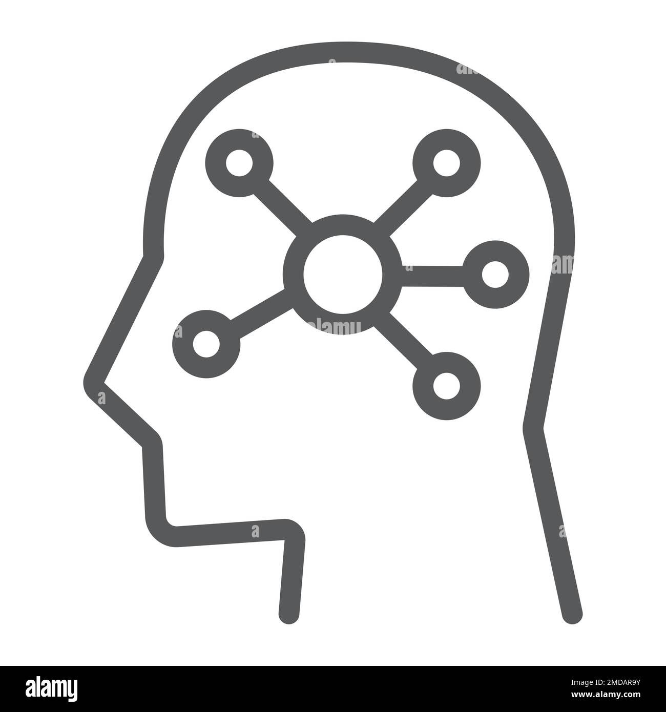 Mind Map line icon, data and analytics, person sign, vector graphics, a linear pattern on a ...