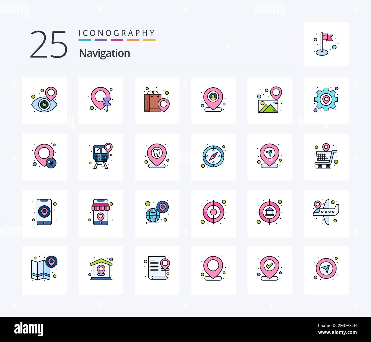 Navigation 25 Line Filled icon pack including location. pin. map. map ...