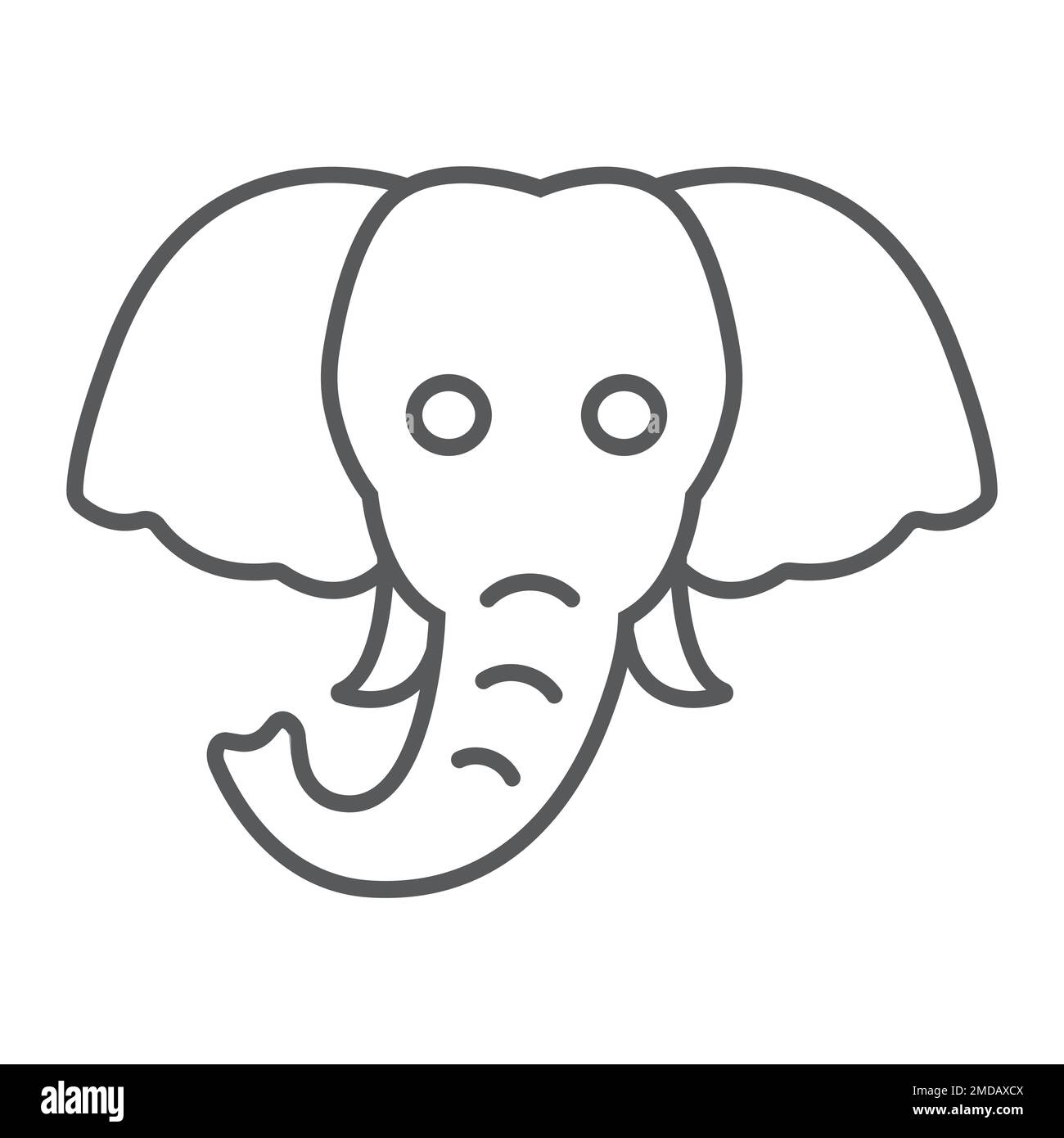 Elephant thin line icon, animal and zoo, mammal sign vector graphics, a ...