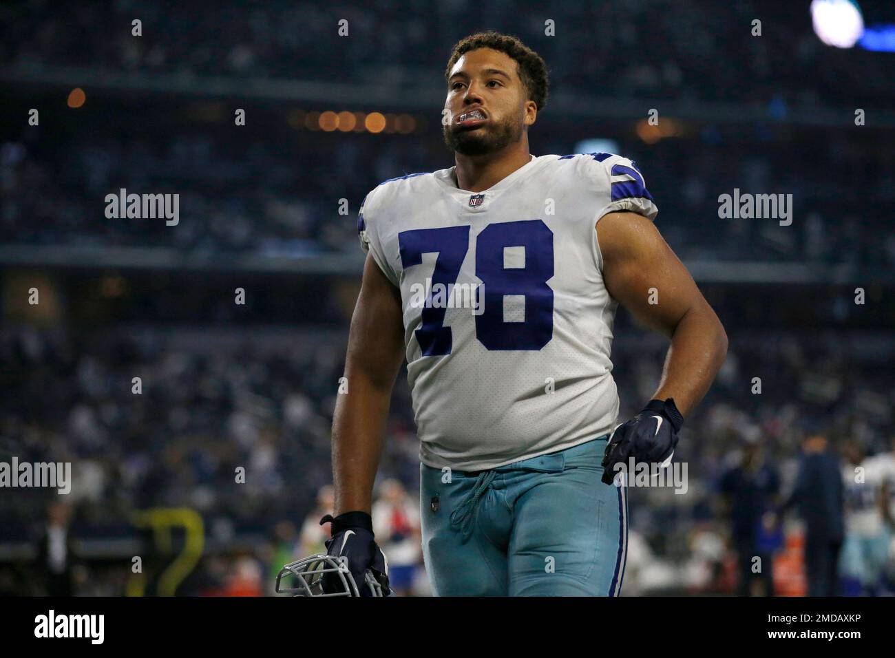 Dallas Cowboys offensive tackle Terence Steele leaves the field after ...