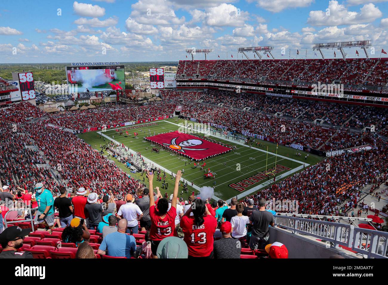An overall general interior view of Raymond James Stadium with a giant ...