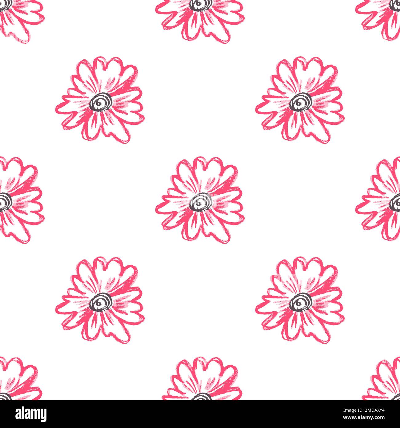 Girly seamless pattern. Flower mood, flowers. Children's drawings with ...
