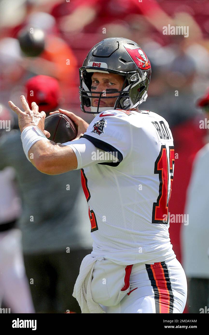 Tampa Bay Buccaneers quarterback Tom Brady (12) attempts a pass during ...