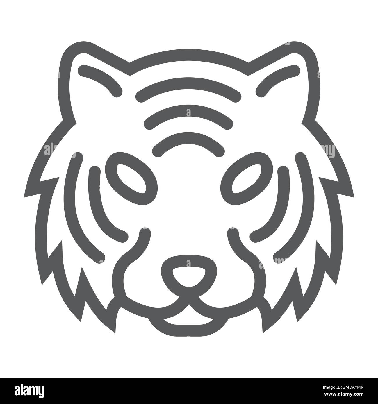 Tiger line icon, animal and zoo, cat sign vector graphics, a linear ...