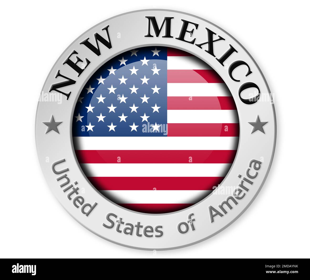 Silver badge with New Mexico and USA flag, 3d rendering Stock Photo - Alamy