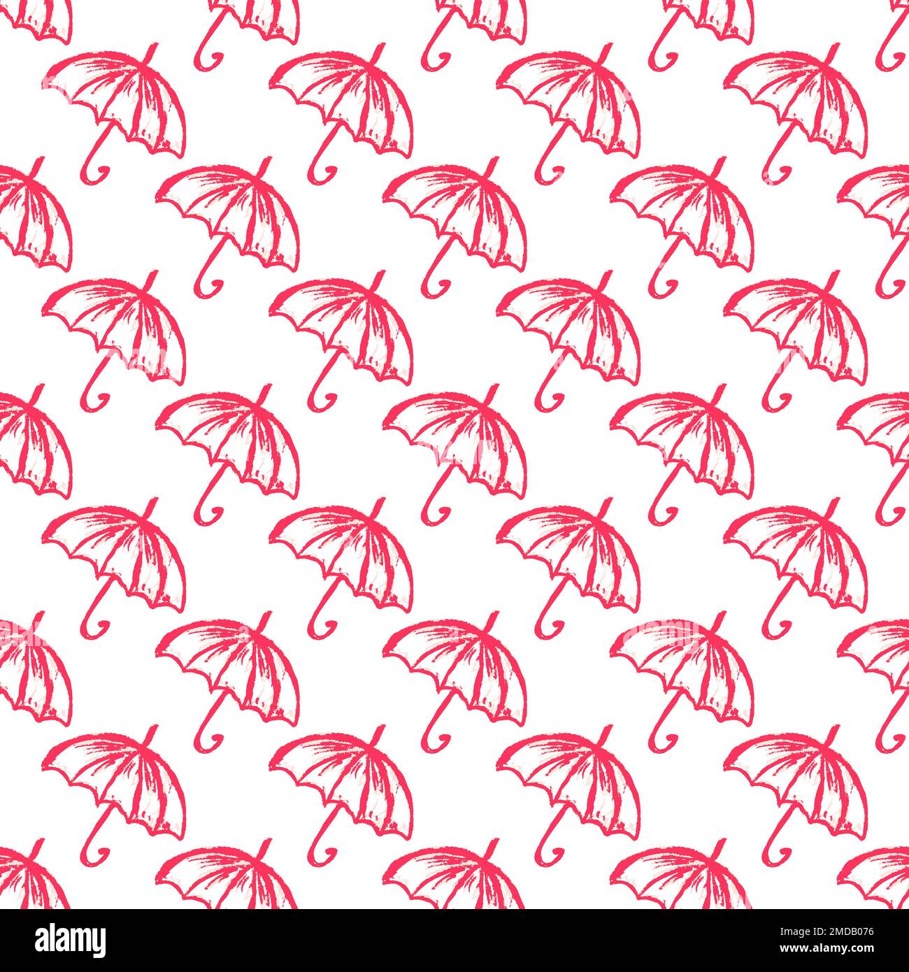 Rainy seamless pattern. Children's drawings with wax crayons. Umbrellas ...