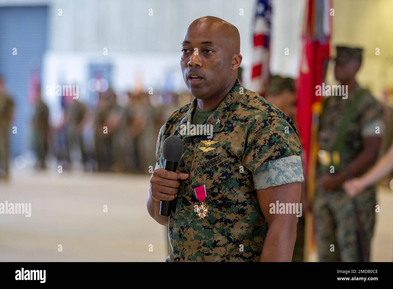 U.S. Marine Corps Col. Marlin D. Williams speaks to the audience during ...