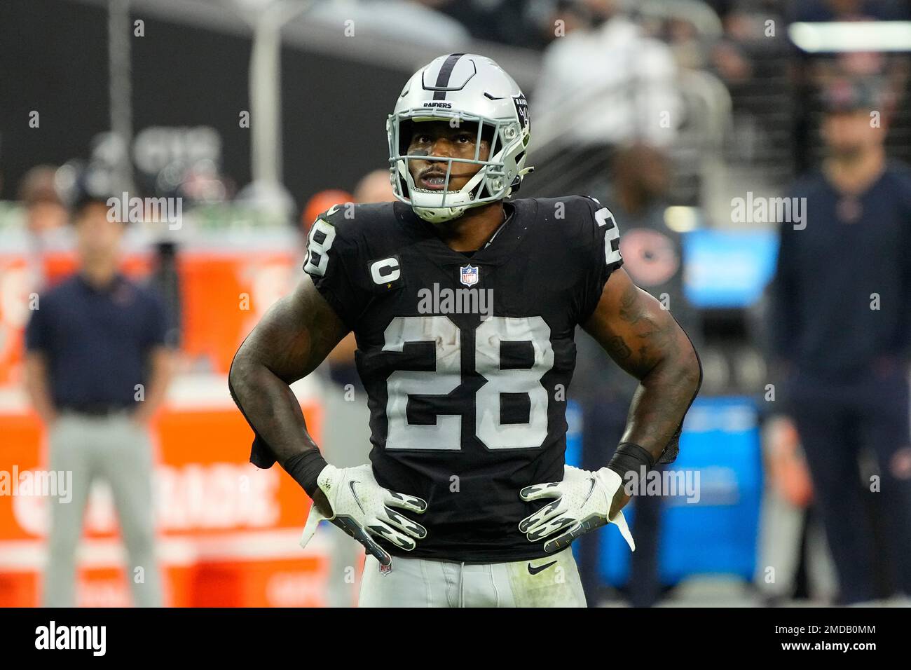 Las Vegas Raiders running back Josh Jacobs (28) during an NFL football ...