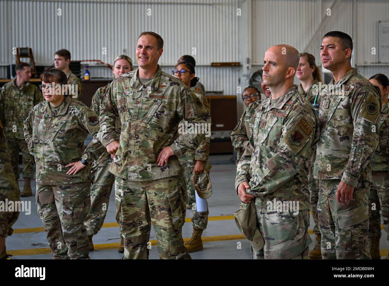 Col. Lucas Teel, center, 4th Fighter Wing commander, and 4th FW Airmen ...