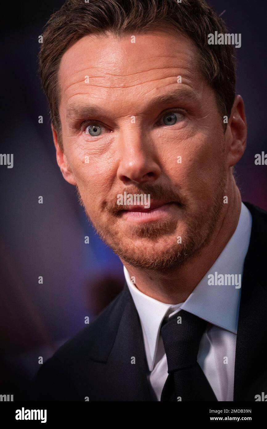Benedict Cumberbatch is interviewed upon arrival at the premiere of the ...
