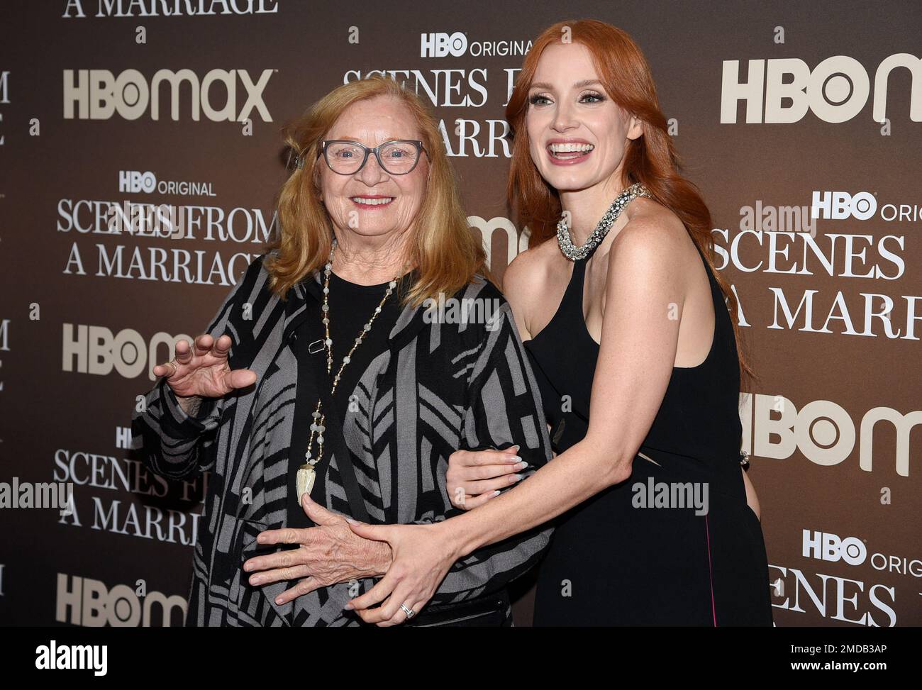Actor Jessica Chastain, right, poses with her grandmother Marilyn at a ...