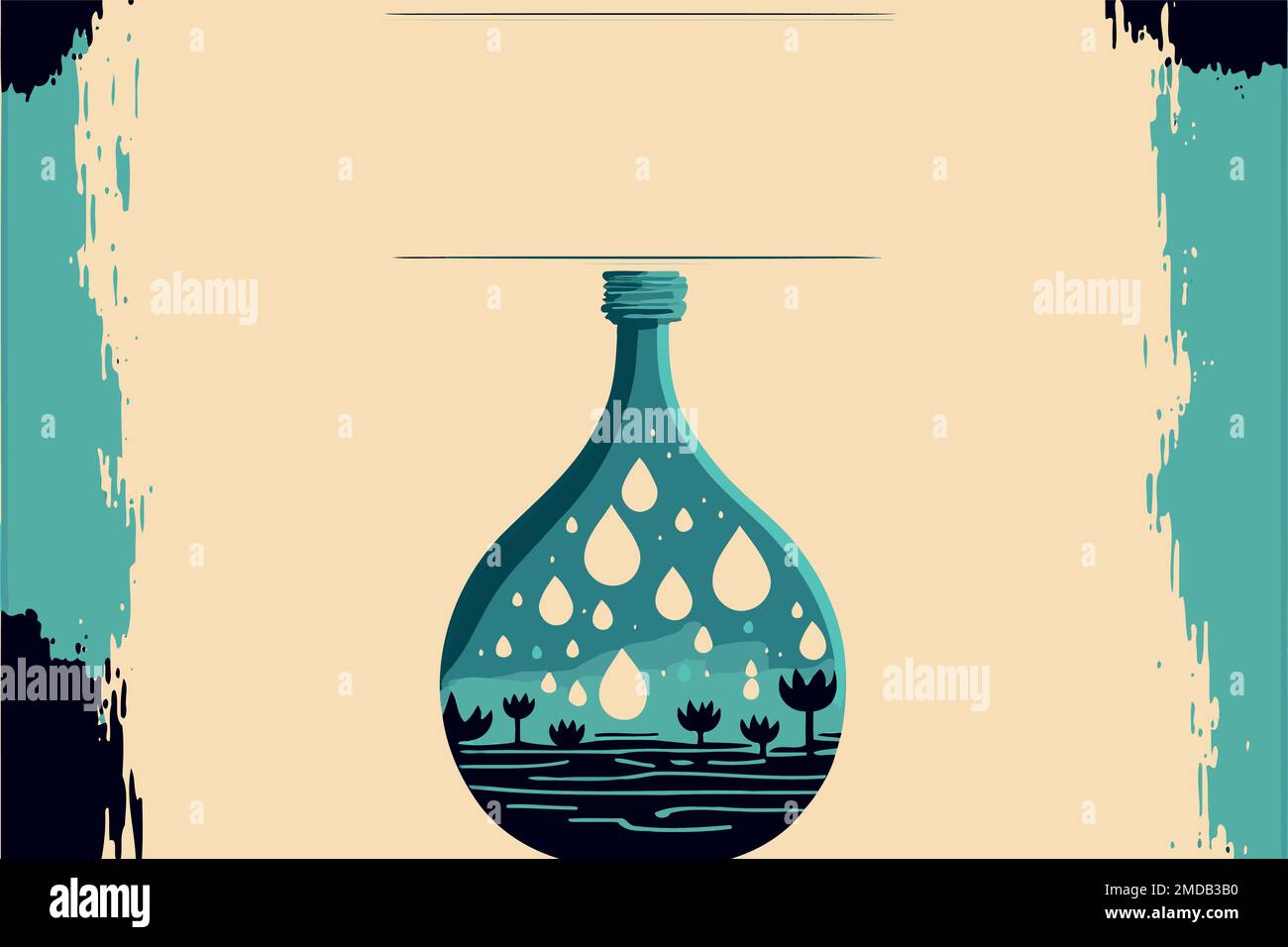 illustration of weak with water and minimalist natural environment ...