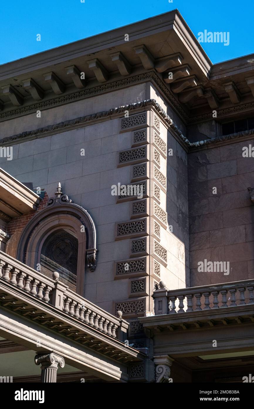 eleaborate stone work on the Victorian Mansion Stock Photo - Alamy