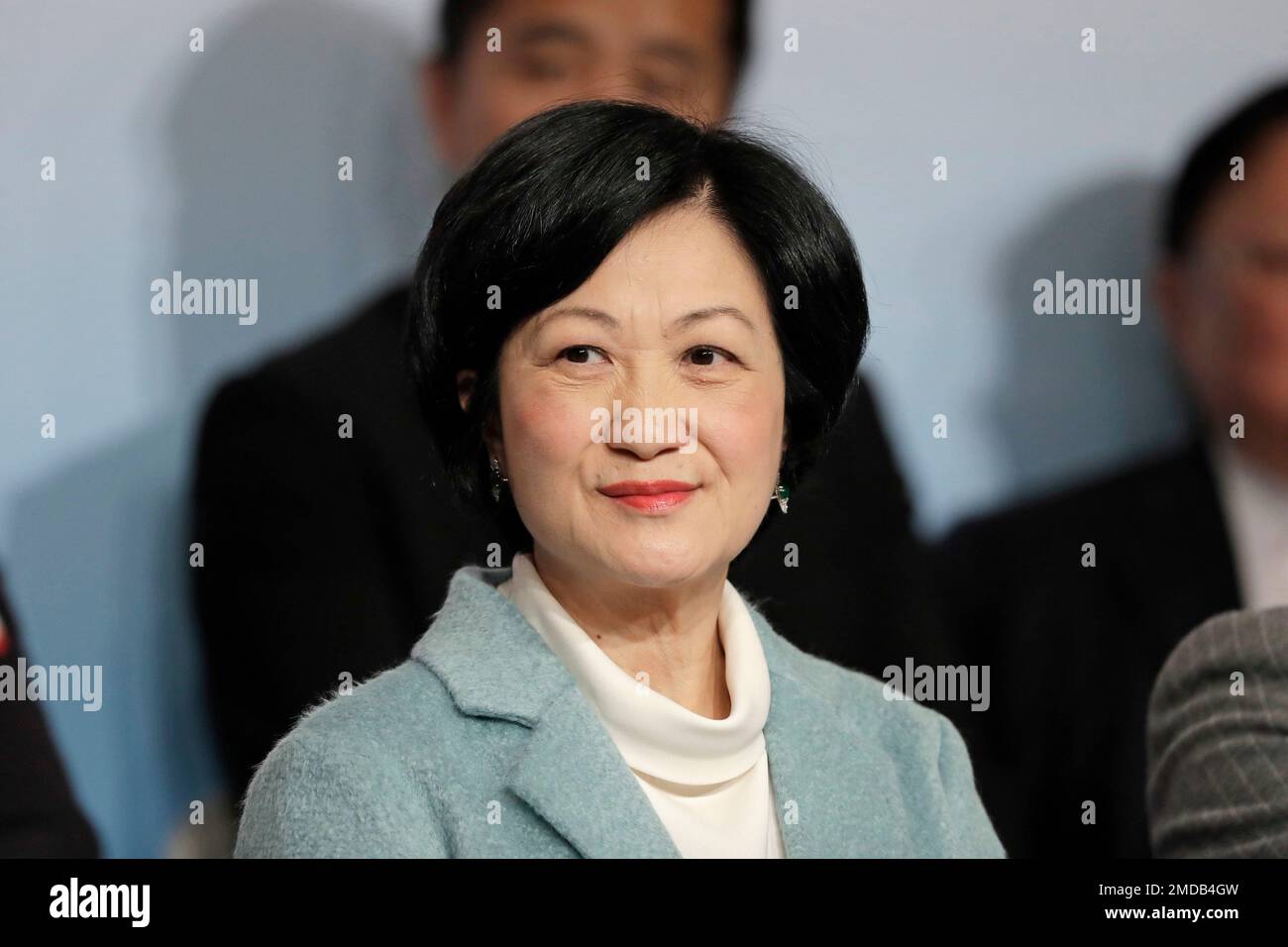 Regina Ip attends a press conference in Hong Kong, Thursday, Dec. 15 ...