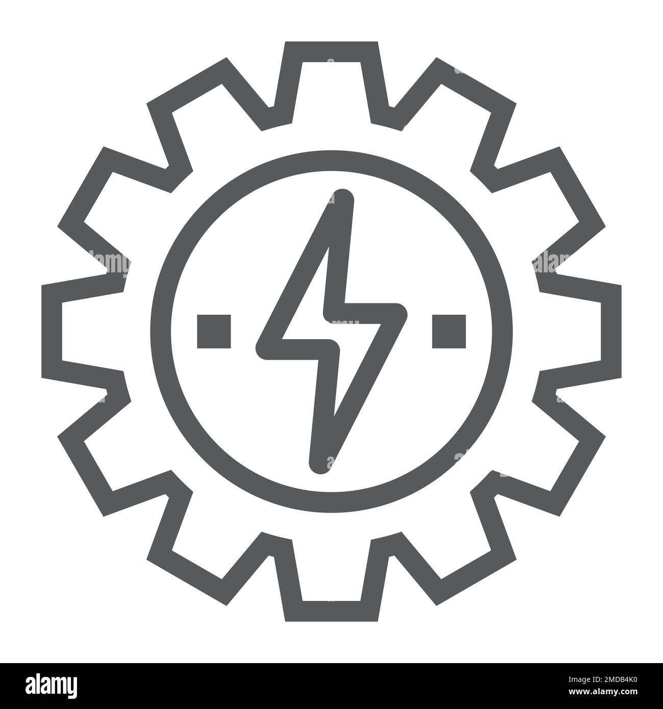 Gear with lightning line icon, ecology and energy, energy development ...