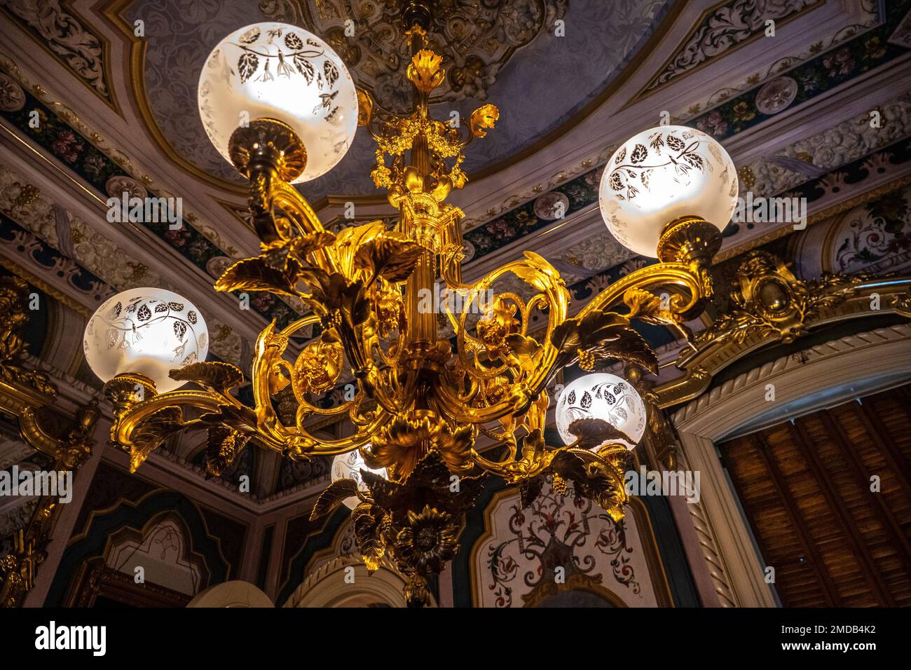 ornate gas ceiling lamp or chandelier Stock Photo - Alamy